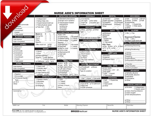Nurse Aide's Information Sheet - DIGITAL FORM