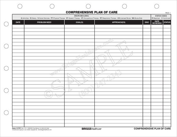 Comprehensive Plan of Care Form : CLOSEOUT ITEM