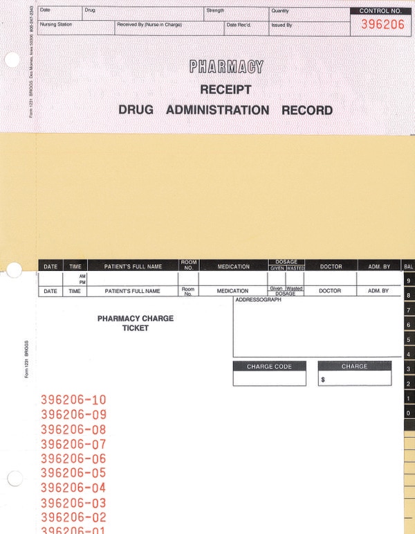 Shingled Narcotic Control Systems Form