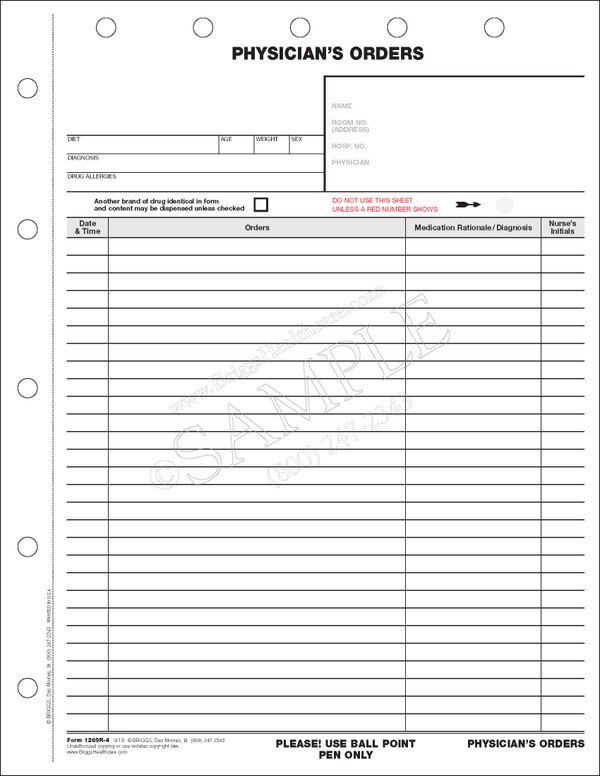 Physician's Orders - 4-Part