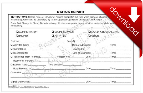 Patient Status Report - DIGITAL FORM