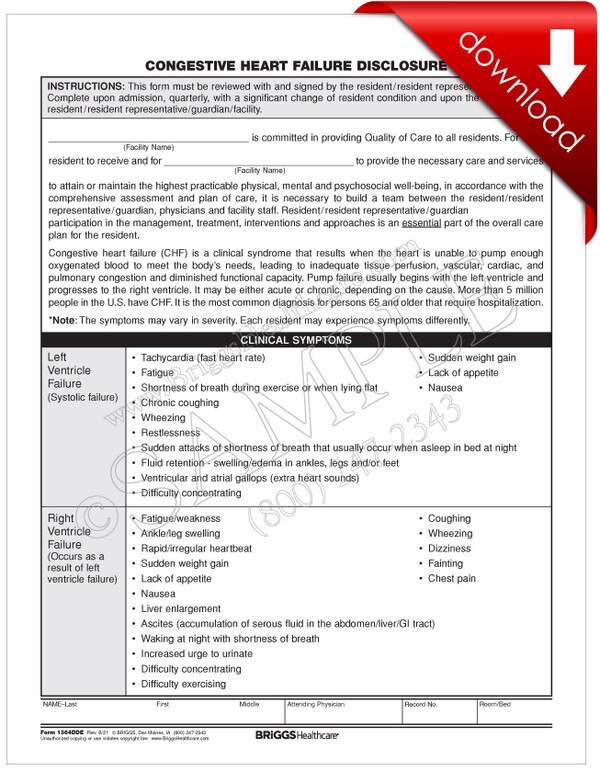 Diagnosis Disclosure - Congestive Heart Failure - DIGITAL FORM
