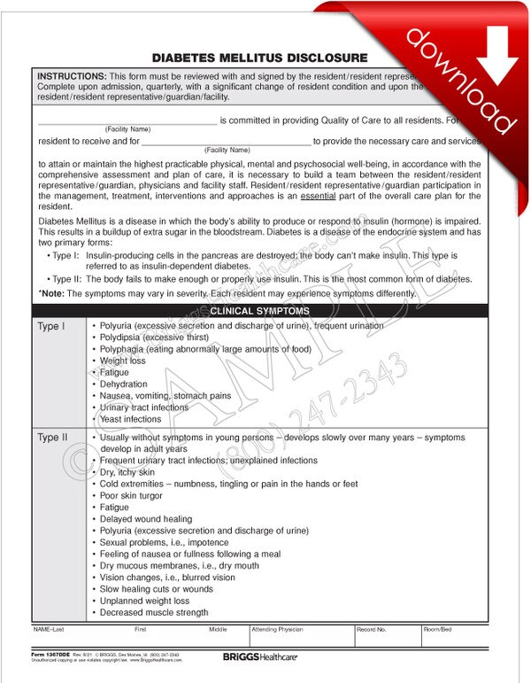 Diagnosis Disclosure - Diabetes Mellitus - DIGITAL FORM