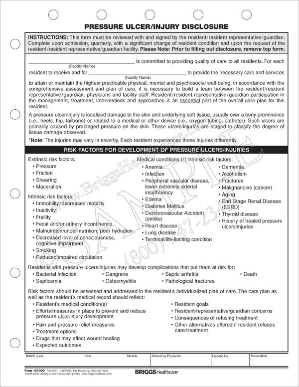Diagnosis Disclosure - Pressure Ulcer/Injury