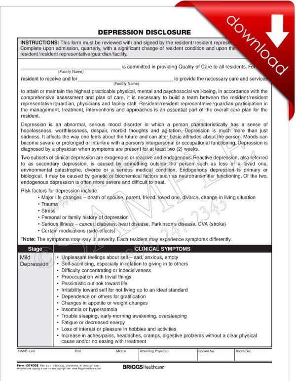 Diagnosis Disclosure - Depression - DIGITAL FORM