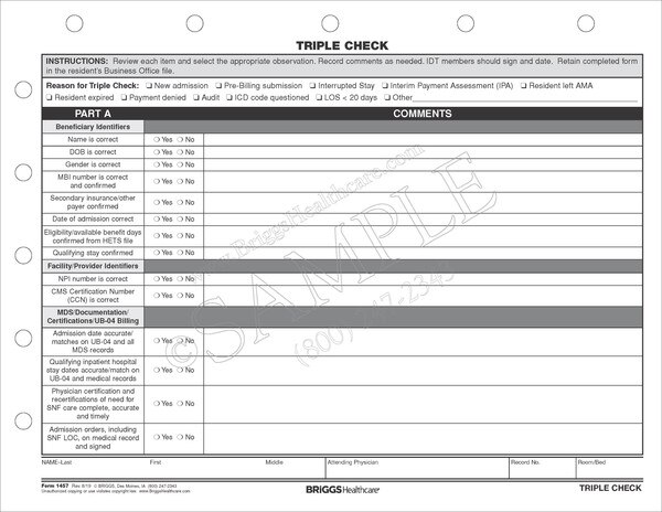 Triple Check - CLOSEOUT ITEM
