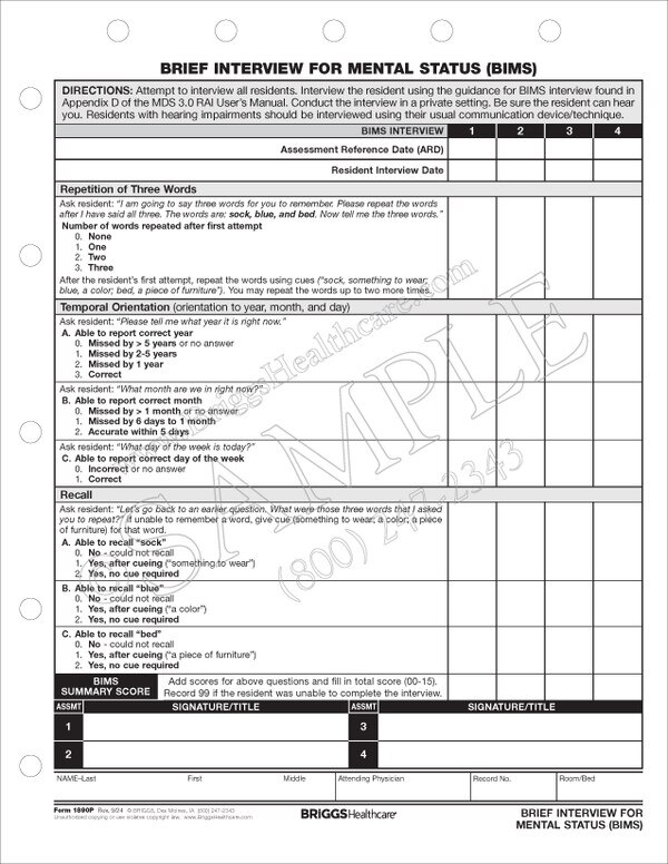 Brief Interview for Mental Status (BIMS)