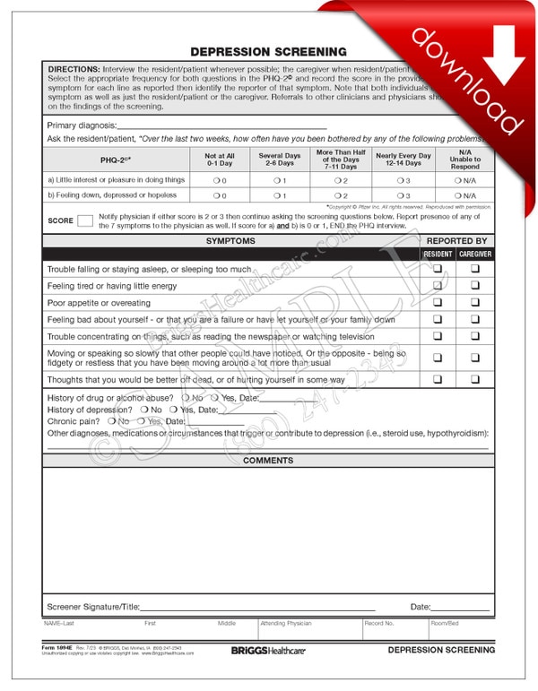 Depression Screening – DIGITAL FORM