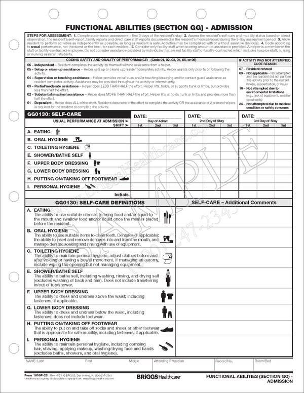 Functional Abilities (Section GG) Admission