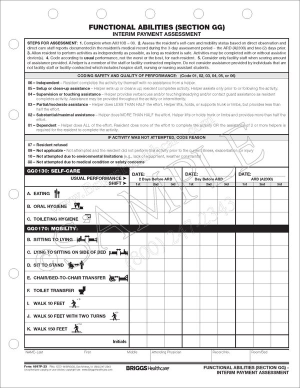 Functional Abilities (Section GG) - Interim Payment Assessment