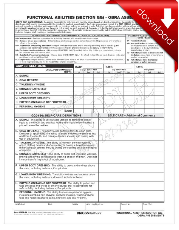 Functional Abilities (Section GG) – OBRA Assessment - DIGITAL FORM