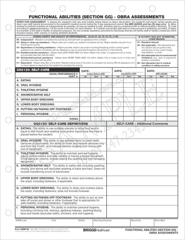 Functional Abilities (Section GG) – OBRA Assessment