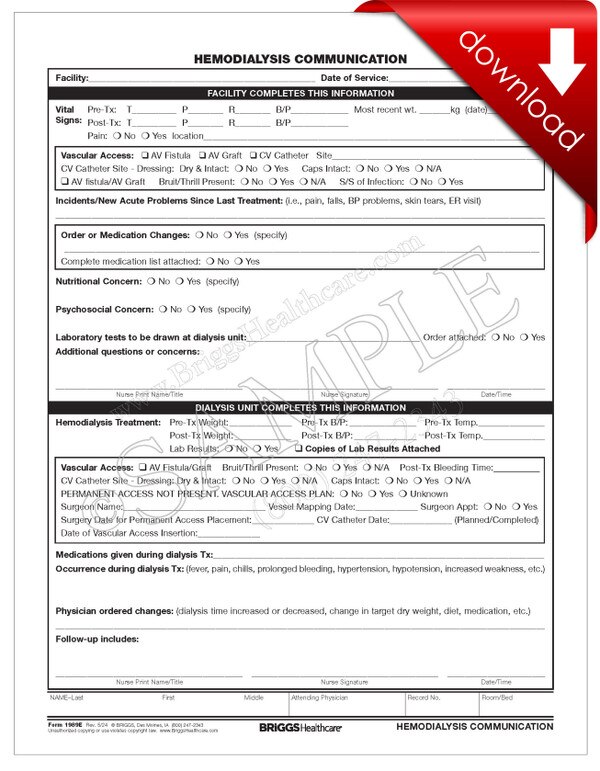 Hemodialysis Communication - DIGITAL FORM