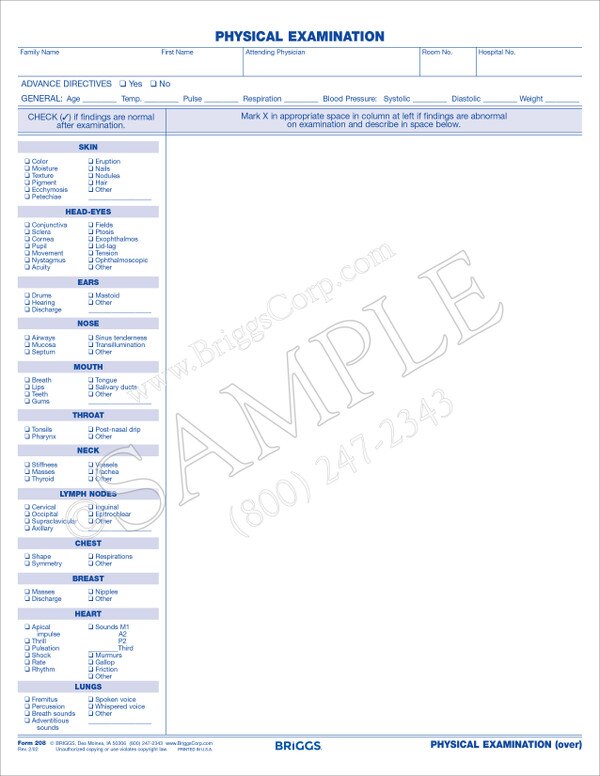 Physical Examination : CLOSEOUT ITEM