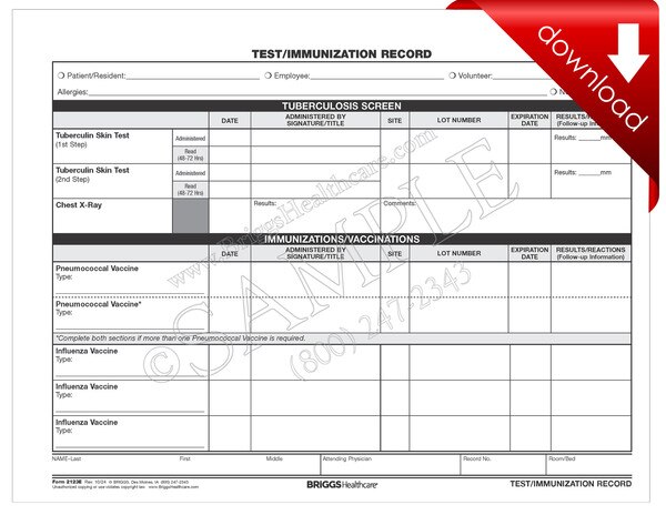 Test/Immunization Record - DIGITAL FORM