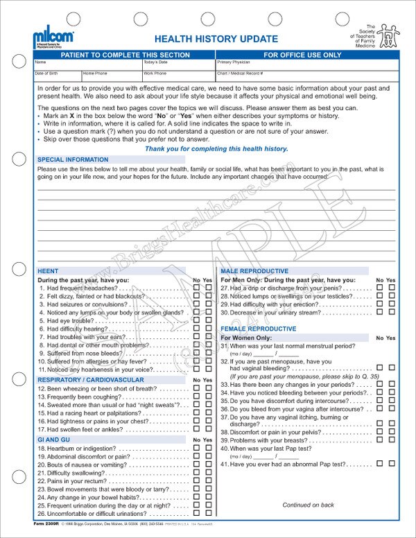Milcom Health History Update