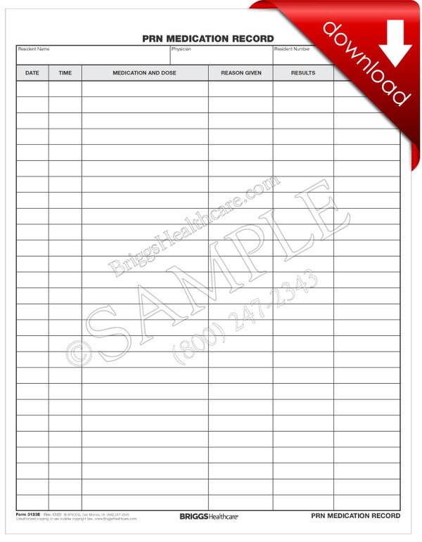 PRN Medication Record - DIGITAL FORM