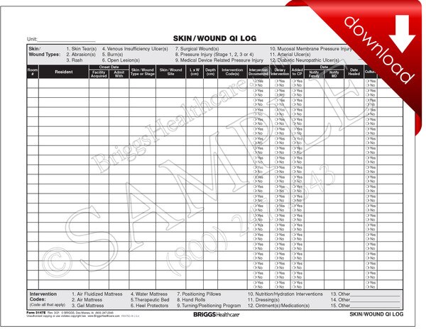Skin/Wound QI Log - Digital Document