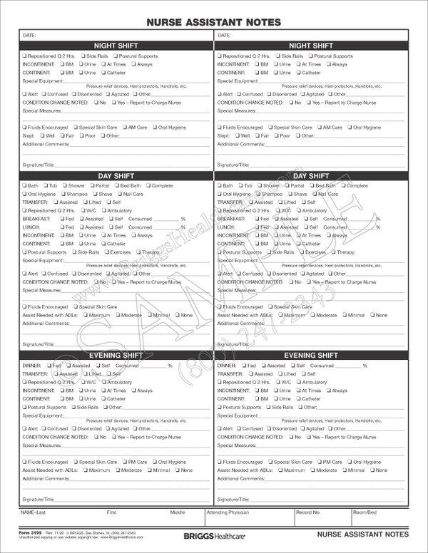 Nurse Assistant Notes