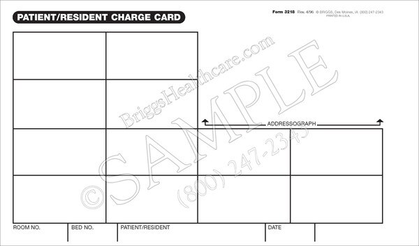 Patient/Resident Charge Card Label Form - 8 x 5