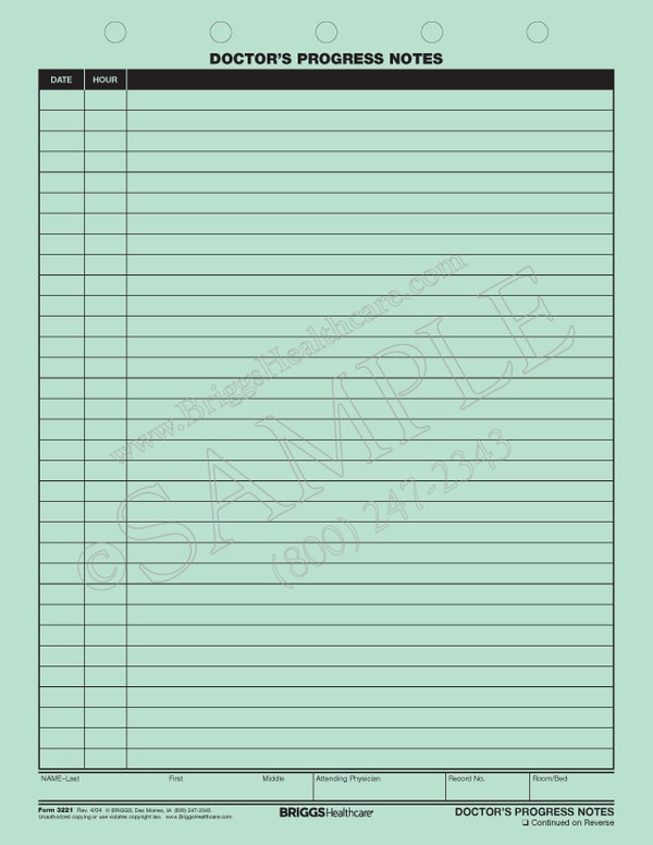 Doctors Progress Notes Form