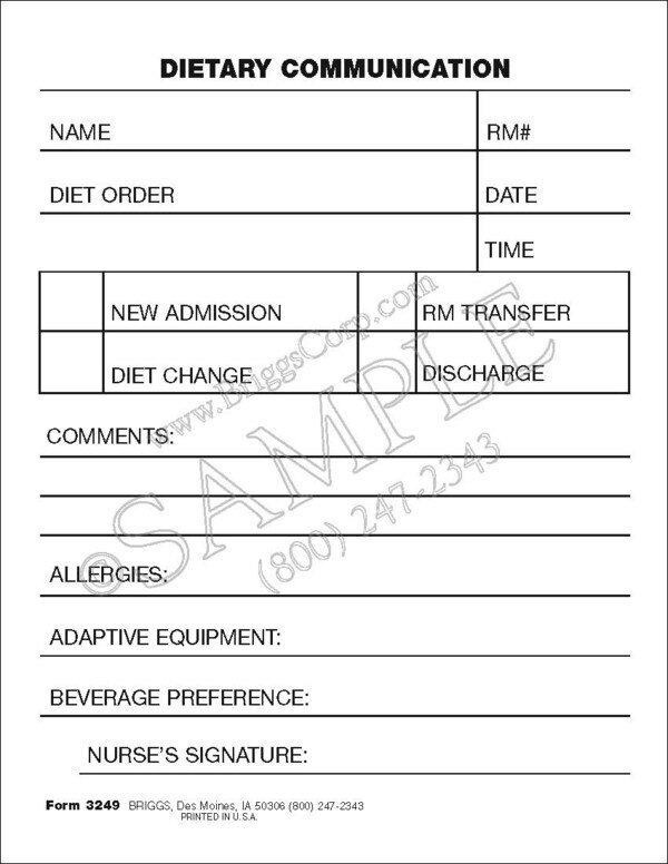 Dietary Communication Form