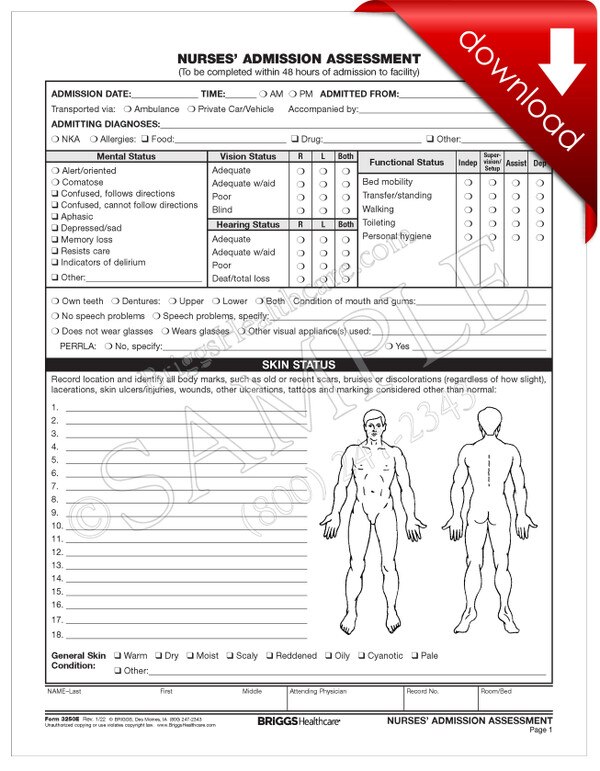 Nurses' Admission Assessment - DIGITAL FORM