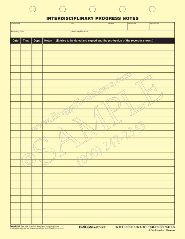 Interdisciplinary Progress Notes Form