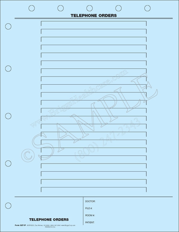 Telephone Order Mount Sheet