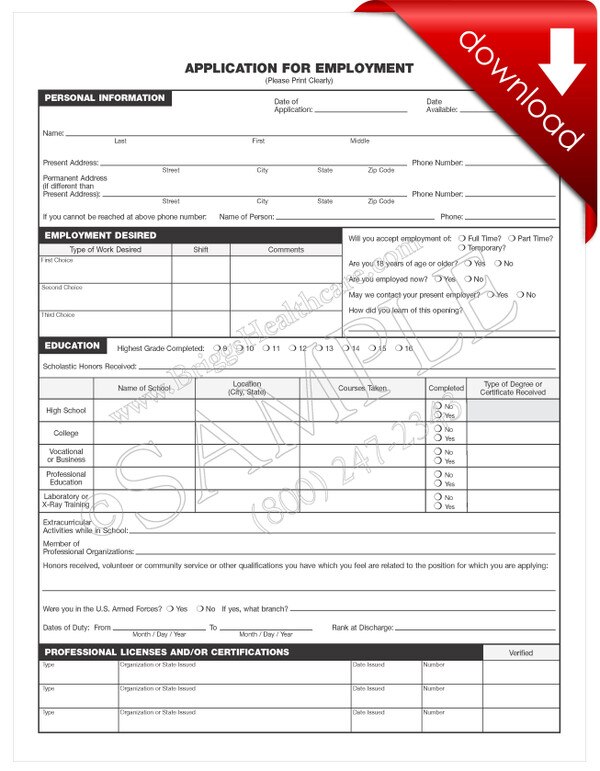 Application For Employment - DIGITAL FORM