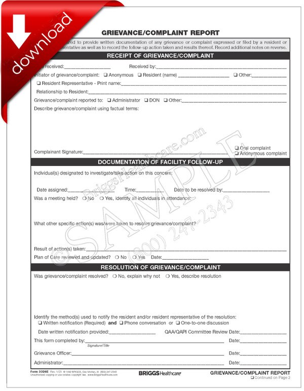 Grievance/Complaint Report - DIGITAL FORM