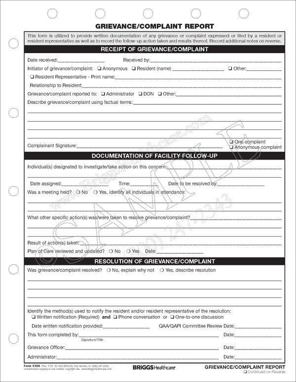 Grievance Complaint Report Form