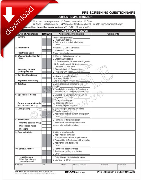 Pre-Screening Questionnaire – DIGITAL FORM