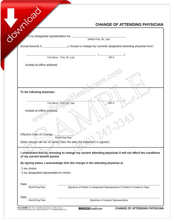 Change Of Attending Physician - DIGITAL FORM