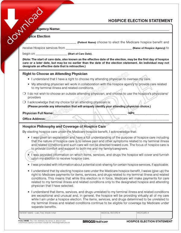 Hospice Election Statement - DIGITAL FORM
