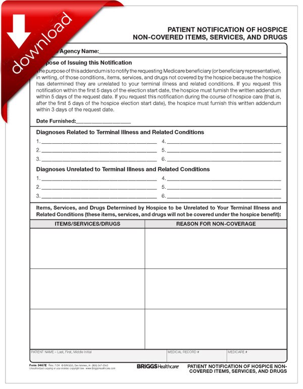 Patient Notification of Hospice Non-Covered Items, Services, & Drugs ...