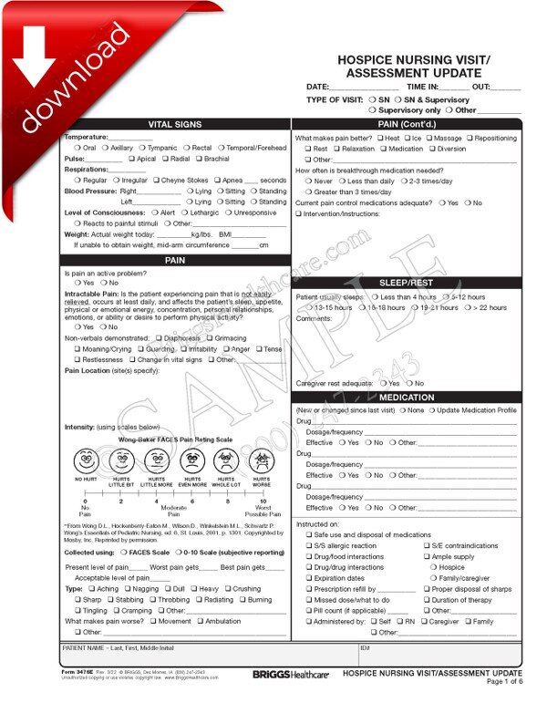 Hospice Nursing Visit/Assessment Update - DIGITAL FORM