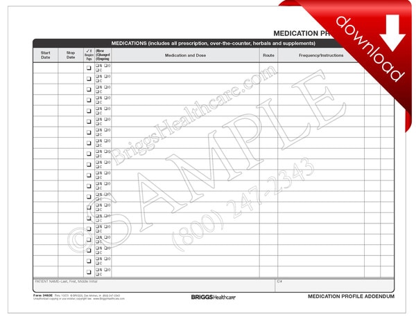 Medication Profile Addendum - DIGITAL FORM