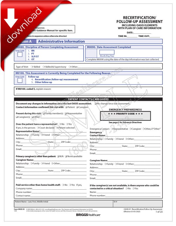 OASIS-E1: Recertification/Follow-Up Assessment - DIGITAL FORM