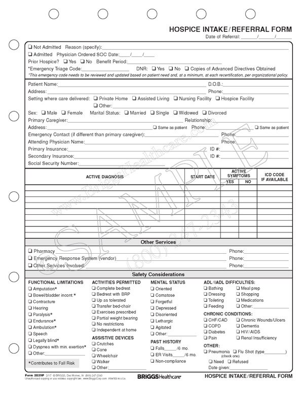 Hospice Intake Referral