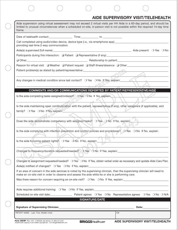 Aide Supervisory Visit/Telehealth
