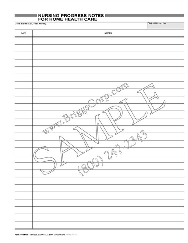 Home Health Nursing Progress Notes