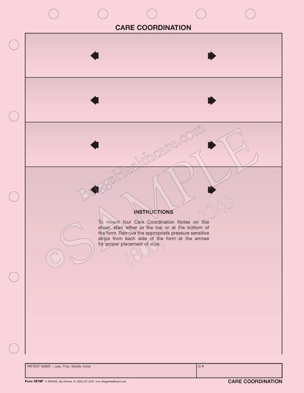 Care Coordination Note Mount Sheet
