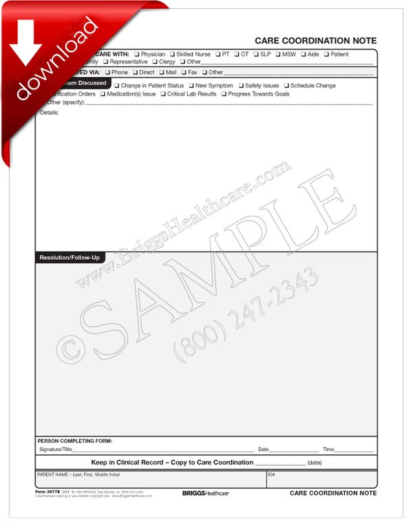 Care Coordination Note - DIGITAL FORM