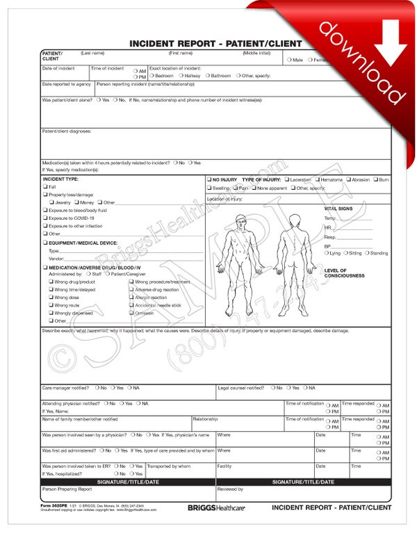 Incident Report - Patient/Client (Home Health) - DIGITAL FORM
