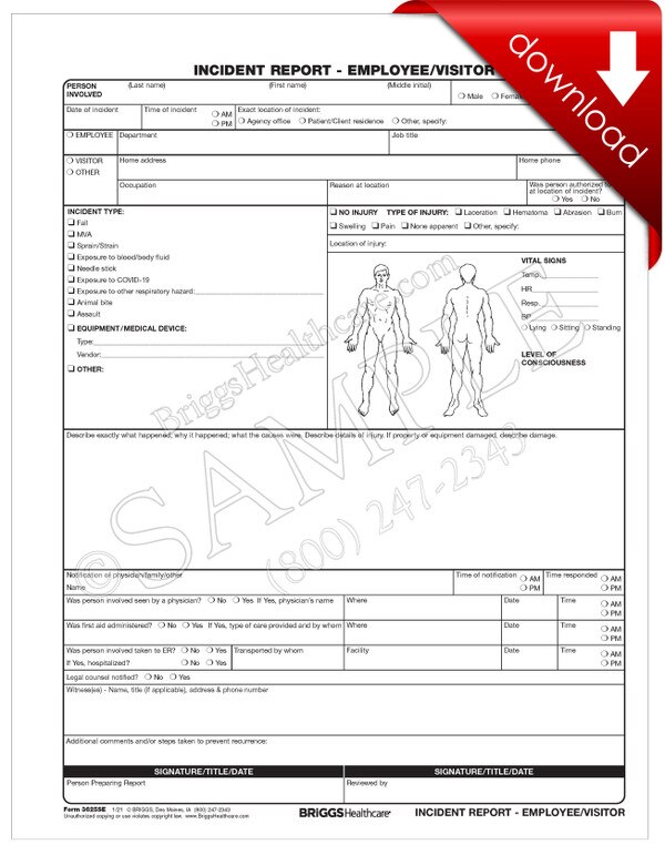 Incident Report - Employee/Visitor (Home Health) - DIGITAL FORM