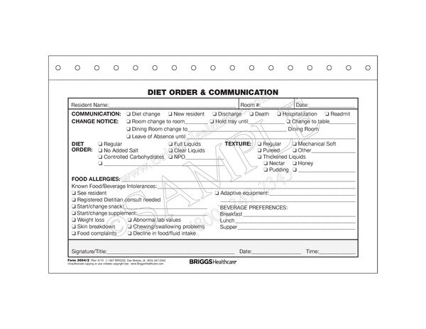 Diet Order & Communication - 2-Part