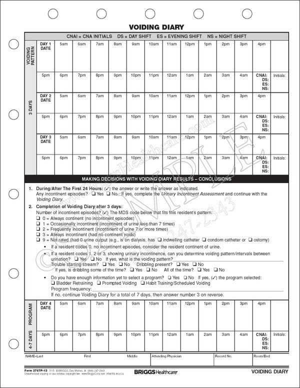 Voiding Diary Template