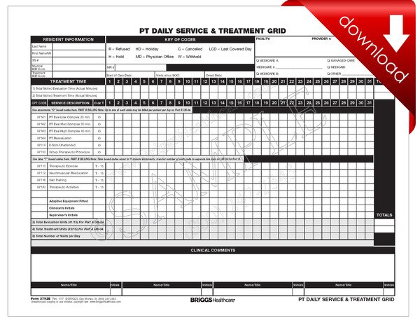 PT Daily Service and Treatment Grid - DIGITAL FORM
