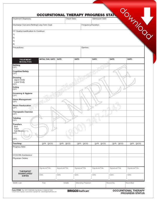 Occupational Therapy Progress Status - DIGITAL FORM